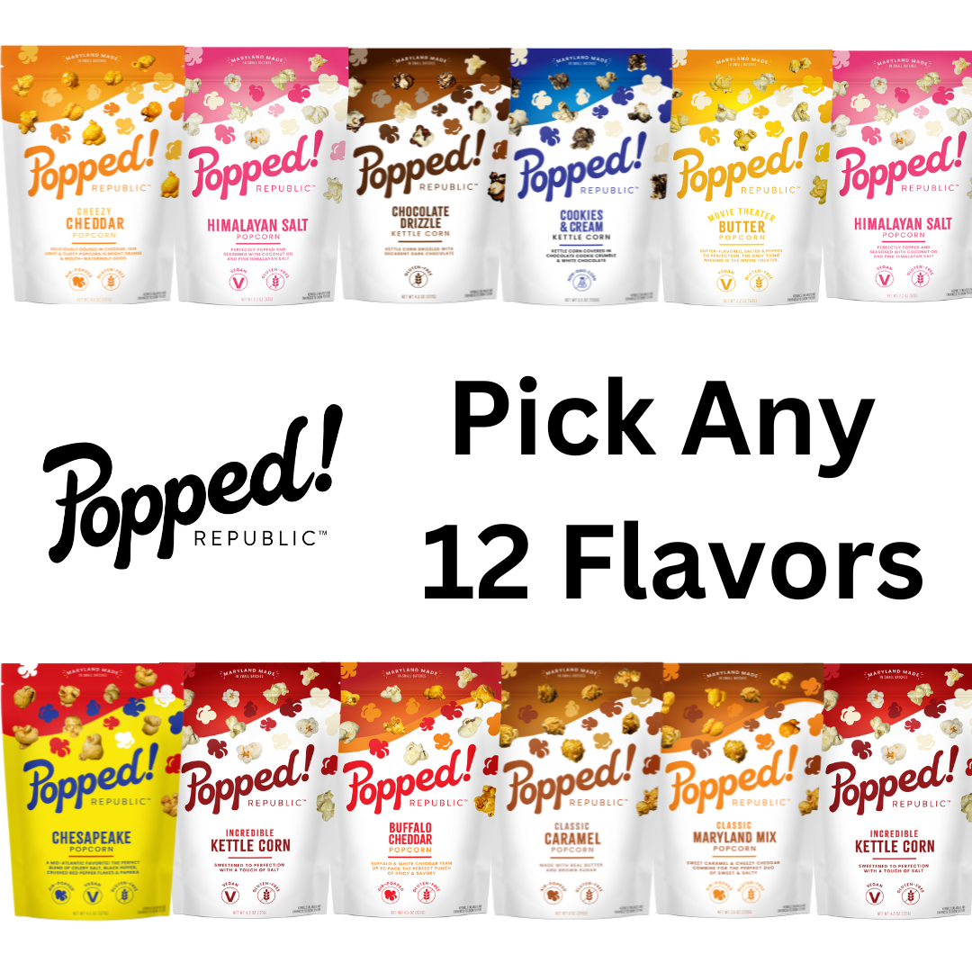 Gourmet Popcorn Variety Pack, 4 Medium Bags – Popped! Republic